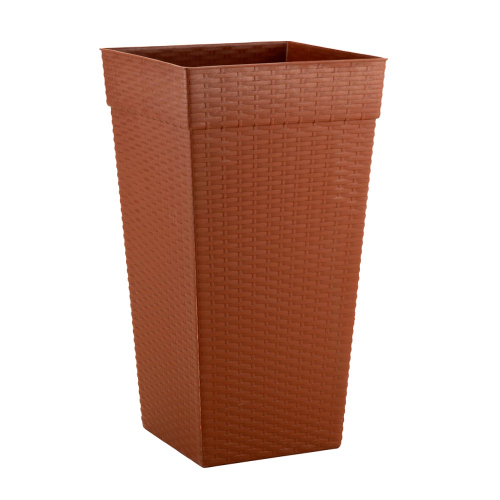 Pracasa.Net - cod: P136 - Vaso Quadrado Coluna Rattan Grande 28L Cerâmico